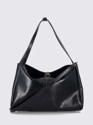 THEMOIRE Calipso Crinkled-effect Vegan Leather Shoulder Bag With Double Handle - Black