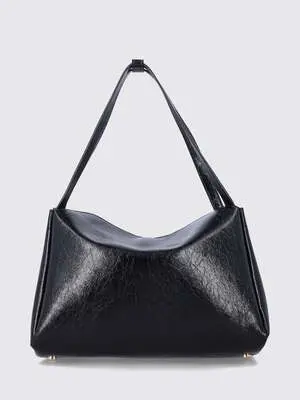 THEMOIRE Calipso Crinkled-effect Vegan Leather Shoulder Bag With Double Handle - Black