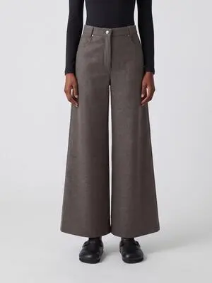 Max Mara High-waisted Pure Virgin Wool Knit Flare Trousers - Brown