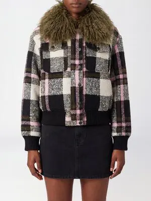 Essentiel Antwerp Tartan Bomber Jacket With Faux Fur Collar - Multicolor