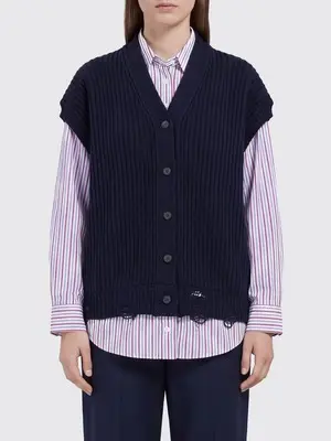 SOLOTRE Wool Knit Waistcoat With V-neck And Button Closure - Blue