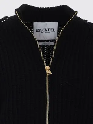 Essentiel Antwerp Ribbed Zip-up Cardigan In Wool And Alpaca Blend