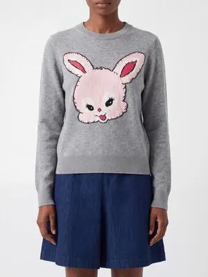Essentiel Antwerp Graphic Print Wool And Cashmere Blend Jumper - Grey