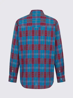 Auralee Check Cotton And Silk-blend Shirt With Patch Pockets - Blue