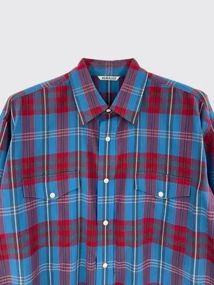 Auralee Check Cotton And Silk-blend Shirt With Patch Pockets - Blue