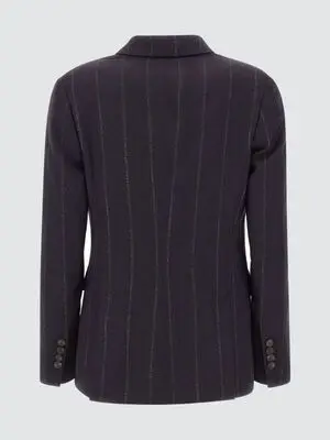 Eleventy Pinstriped Double-breasted Virgin Wool And Silk Blazer