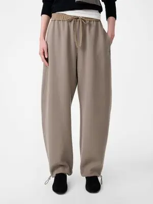 Studio Nicholson Prince Of Wales Wool Baggy Trousers With Drawstring - Beige