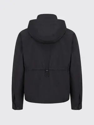 WOOYOUNGMI Hooded Windbreaker Jacket With A High Neck And Button Closure