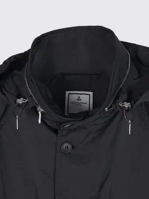 WOOYOUNGMI Hooded Windbreaker Jacket With A High Neck And Button Closure