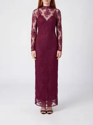 ANIYE BY Long-sleeved High-neck Lace Evening Gown With An Internal Slip - Red
