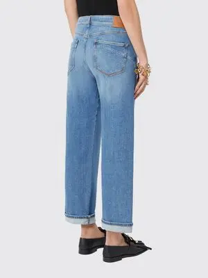 Sportmax Mid-rise Cropped Straight-leg Jeans In Cotton Denim With Turn-ups - Blue