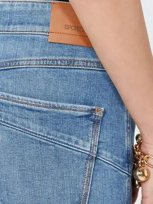 Sportmax Mid-rise Cropped Straight-leg Jeans In Cotton Denim With Turn-ups - Blue