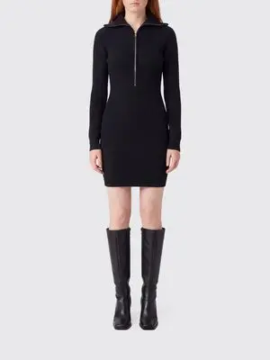 ANINE BING Ribbed Knit Wool-blend High-neck Mini Sheath Dress - Black