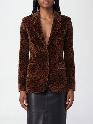 Tagliatore Slim Fit Animal-print Velvet Blazer With Peak Lapels - Brown