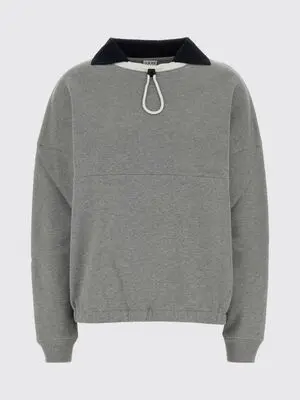 Loewe Crewneck Cotton Sweatshirt With Dropped Shoulders And Drawstring - Grey
