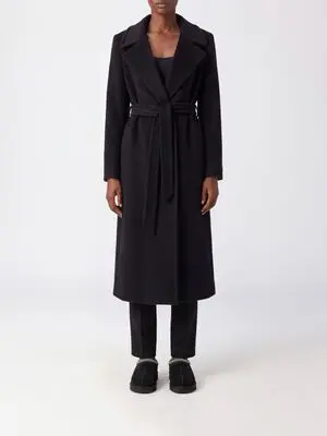 Tagliatore Long Belted Robe Coat In Alpaca And Virgin Wool - Black