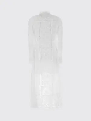 Zimmermann Aster Midi Caftan In Ramie With Mandarin Collar And Lace Inserts