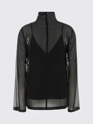 Sportmax Long-sleeved Sheer Silk Turtleneck Top