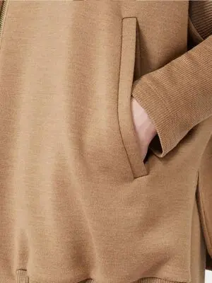 Max Mara Short-sleeved Wool Cape With Funnel Neck And Zip Closure