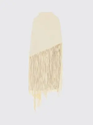 Sportmax Halterneck Cotton Top With Fringes And Asymmetrical Hem