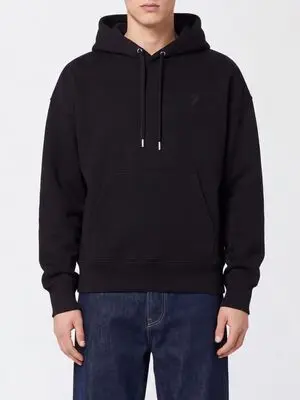 AMI Paris Cotton Blend Hoodie With Kangaroo Pocket - Black
