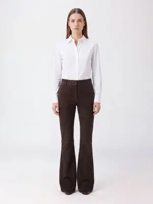 ARMA Mid-rise Flared Faux Suede Trousers - Brown