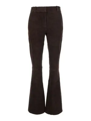 ARMA Mid-rise Flared Faux Suede Trousers - Brown