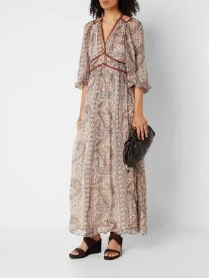 Ba&sh Long Paisley Print Viscose Tunic With V-neck - Multicolor