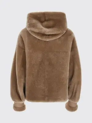 BLANCHA Short Hooded Shearling Jacket With Zip Closure