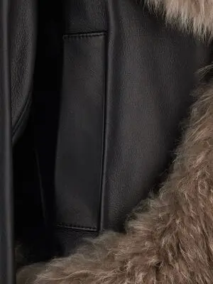 BLANCHA Leather Jacket With Fur Collar And Concealed Closure