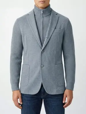 Eleventy Single-breasted Knit Wool Blazer With Notch Lapels - Grey