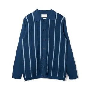 FAR AFIELD Zigger Herringbone Knit Shirt - Blue