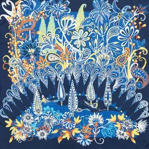 PETRUSSE Silk Square Scarf Fanny - Blue