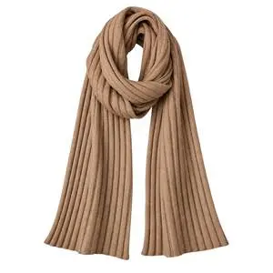 SERRAN LONDON Ribbed Wool Scarf Beige - Brown