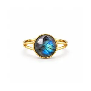 SAÉA Faceted Labradorite Gold Split Band Ring