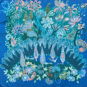 PETRUSSE Silk Square Scarf Fanny Emerald - Blue