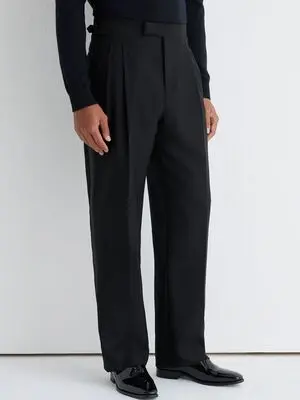 ATELIER Wool-blend Pleated Tuxedo Trousers Classic-fit
