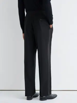 ATELIER Wool-blend Pleated Tuxedo Trousers Classic-fit