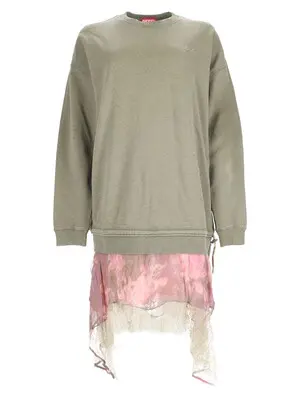 DIESEL® Abito In Felpa Con Gonna In Chiffon E Pizzo