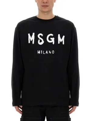 MSGM T-shirt In Cotone Con Logo - Black