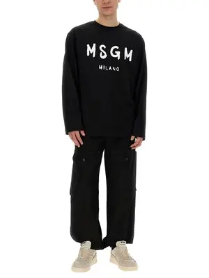 MSGM T-shirt In Cotone Con Logo - Black