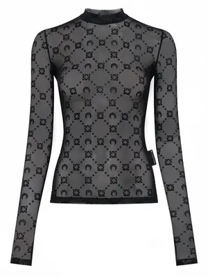 MARINE SERRE Top In Mesh Con Logo - Black
