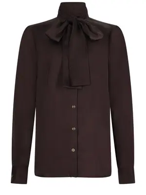 Michael Kors Camicia In Raso Con Fiocco - Brown