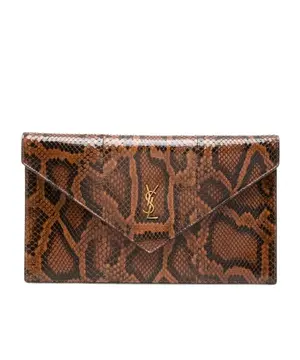 Saint Laurent Logo Clutch - Brown