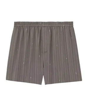 Saint Laurent Cassandre Shorts In Striped Silk Crepe De Chine - Gray