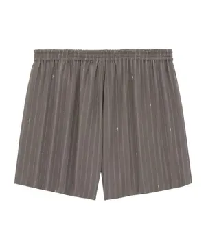 Saint Laurent Cassandre Shorts In Striped Silk Crepe De Chine