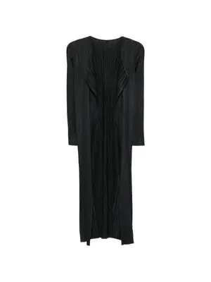 Issey Miyake Pleated Long Cardigan - Black