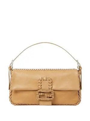 Fendi Baguette Leather Shoulder Bag - Beige
