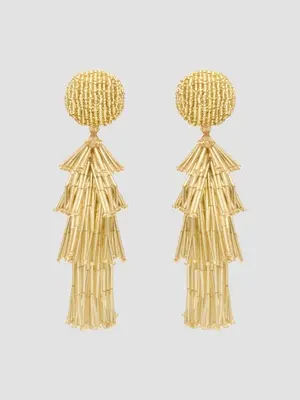 Oscar De La Renta 24k -plated & Glass Crystal Fringed Drop Earrings - Gold