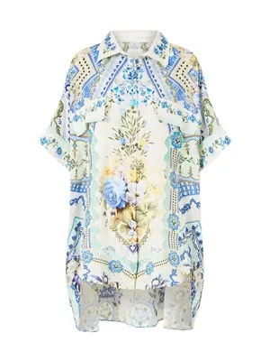 Camilla Oversized Linen Tunic Dress - Multi